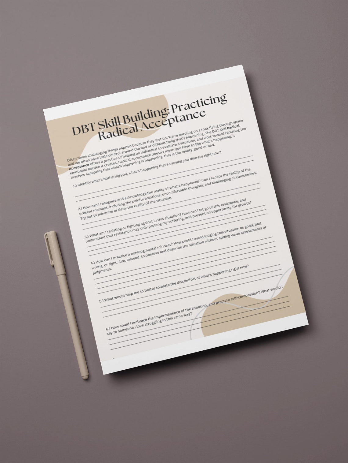 DBT Skill Building: Practicing Radical Acceptance - Etsy