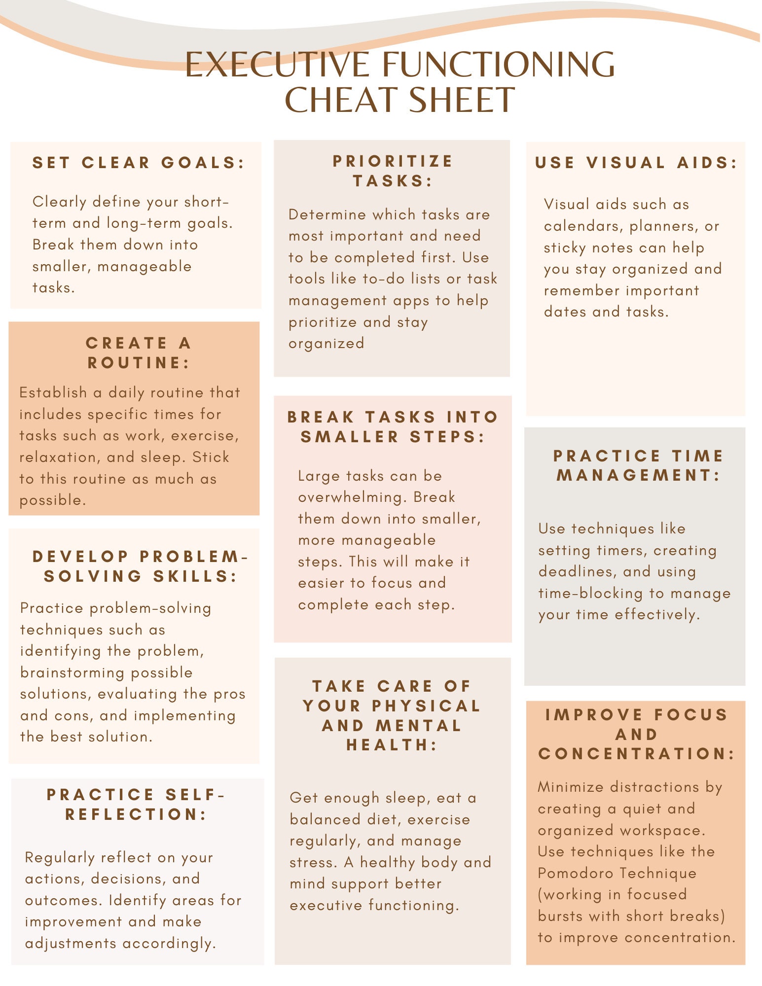 Executive Functioning Cheat Sheet - Etsy Executive Functioning Cheat Sheet - Etsy