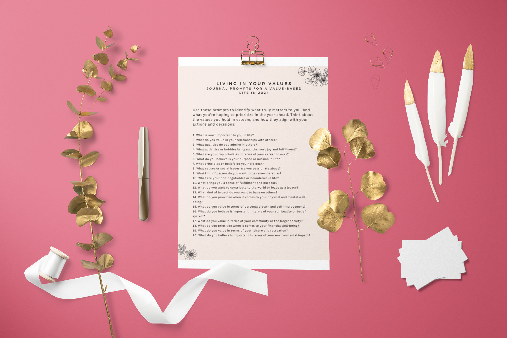 ACT Living in Your Values Journal Prompts - Etsy