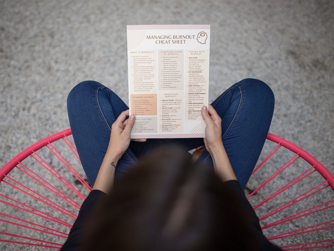 Burnout Cheat Sheet - Etsy