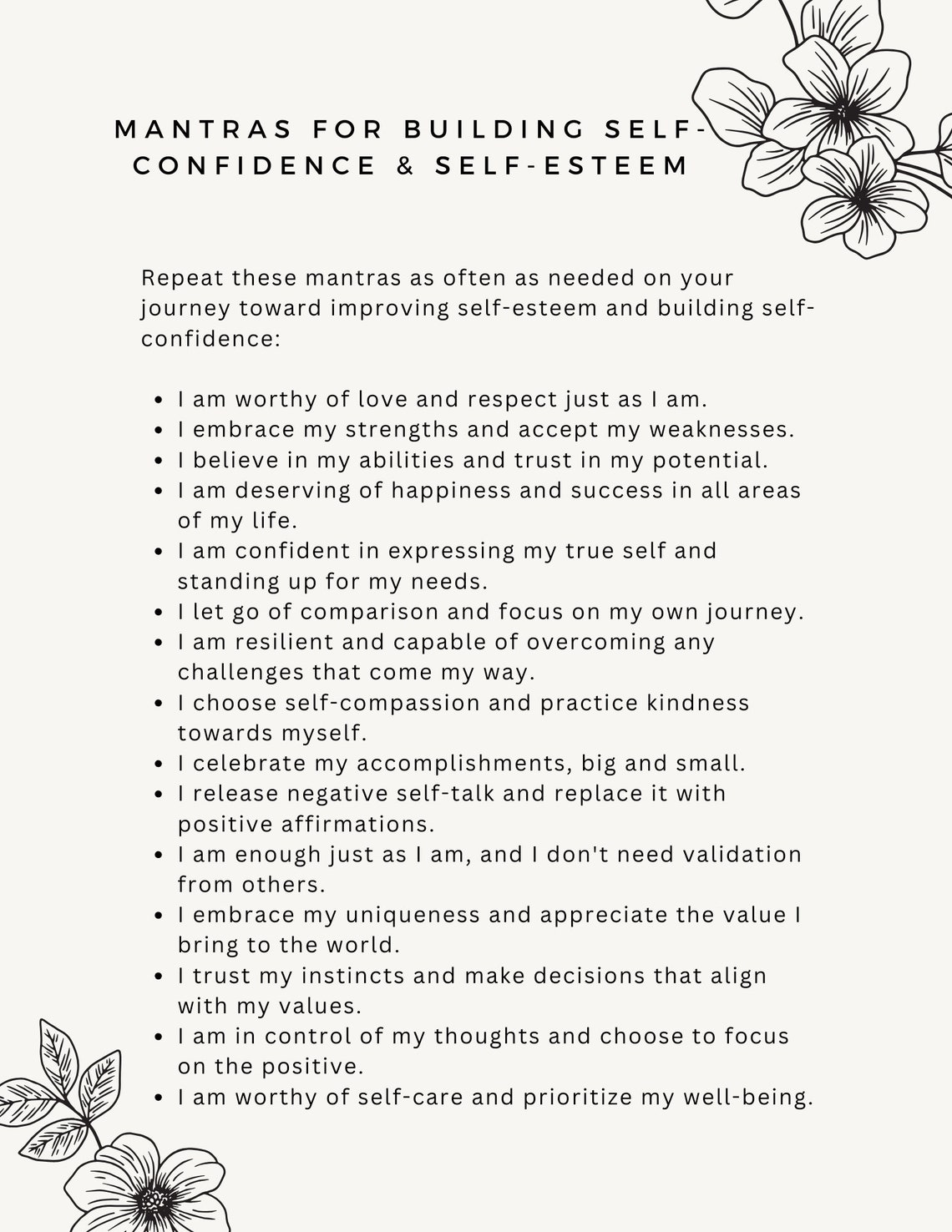 Mantras for Building Self-confidence & Self-esteem - Etsy