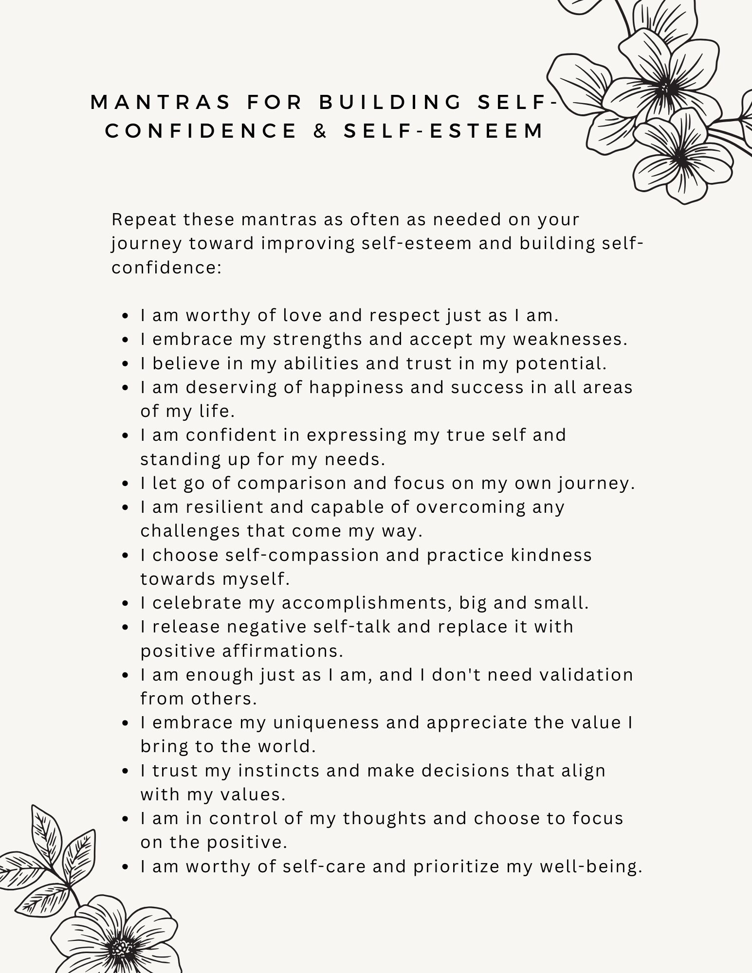 Mantras for Building Self-confidence & Self-esteem - Etsy