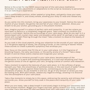 EMDR Resourcing Calm Place Meditation Script; Eye Movement ...