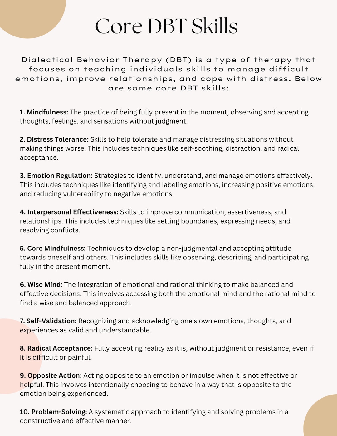 Core DBT Skills - Etsy