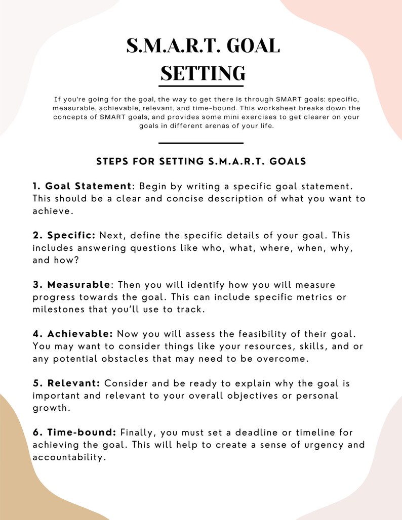 SMART Goal Setting & Vision Planning - Etsy