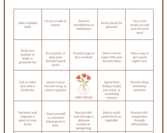 Self Care Bingo Worksheet for Counseling - Etsy
