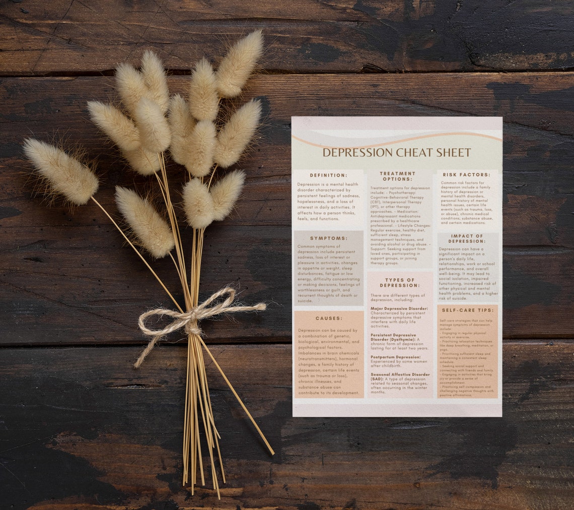 Depression Cheat Sheet Depression Resources Managing Depression ...