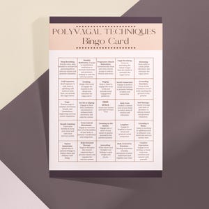 Polyvagal Techniques Bingo Card; Polyvagal Theory Resources; Polyvagal Techniques; Self ...