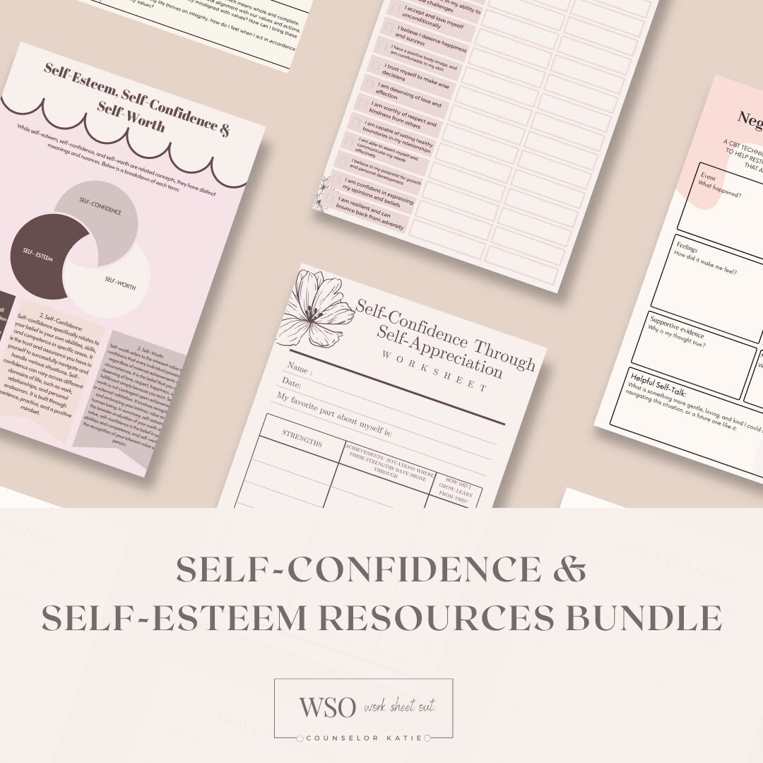 Self-esteem and Self-confidence Resources Bundle Self-esteem Building ...