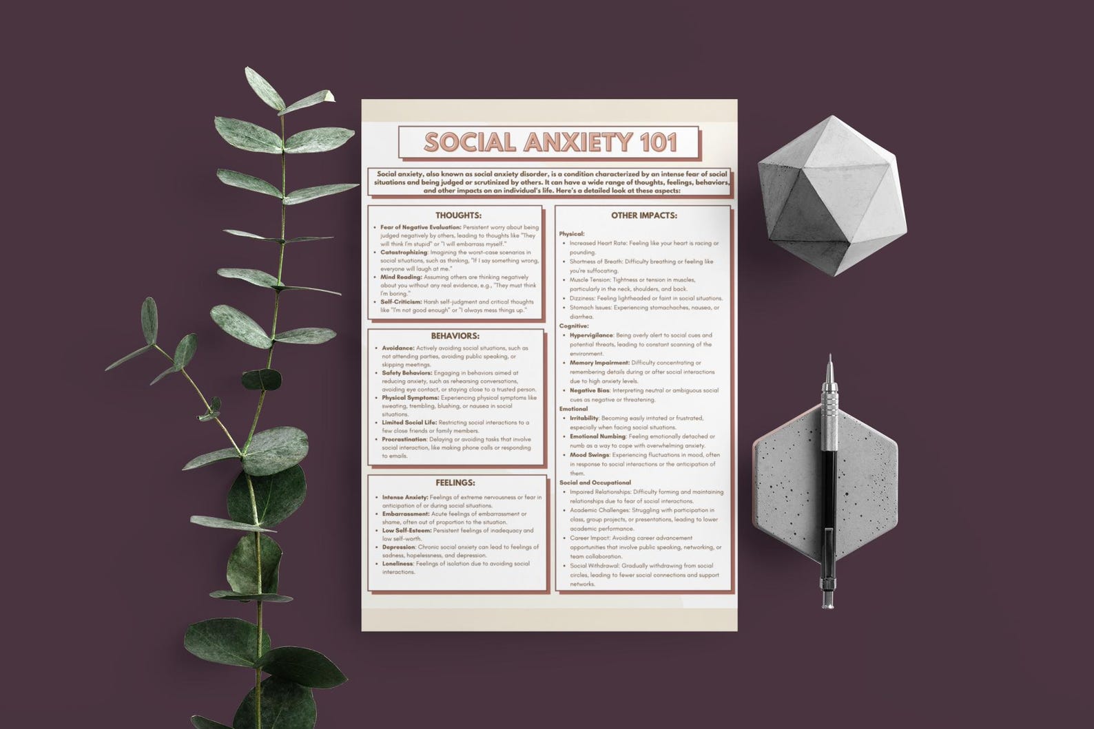 Social Anxiety 101 Social Anxiety Worksheet Social Anxiety Resources ...