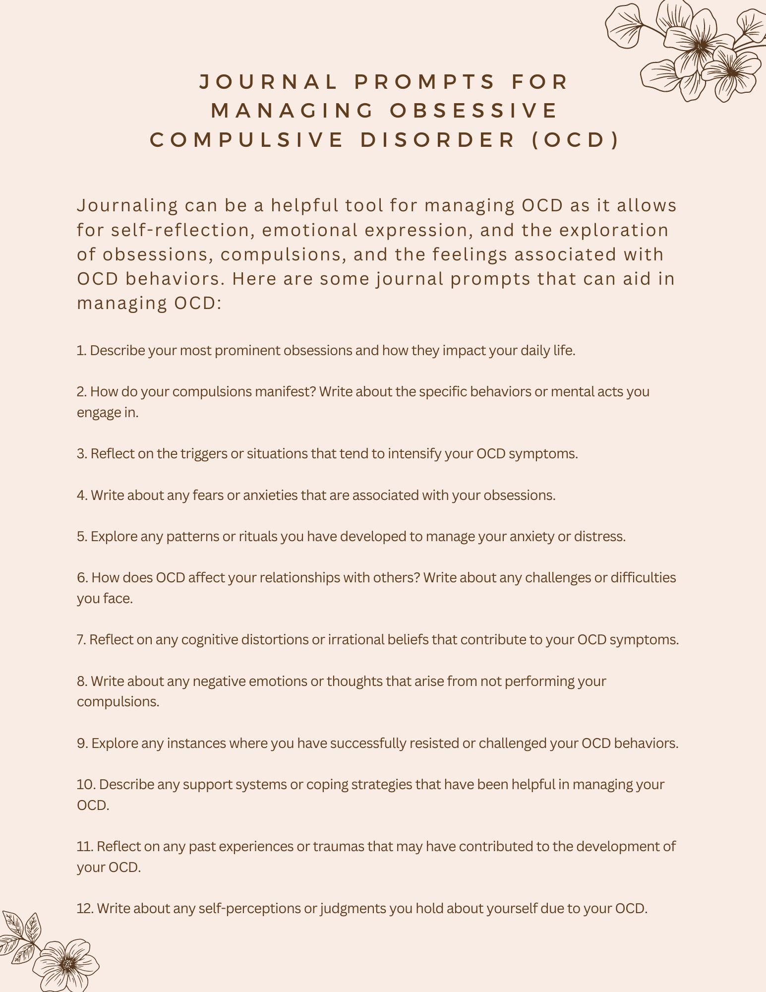 OCD Journal Prompts Journaling With OCD Obsessive Compulsive Disorder ...