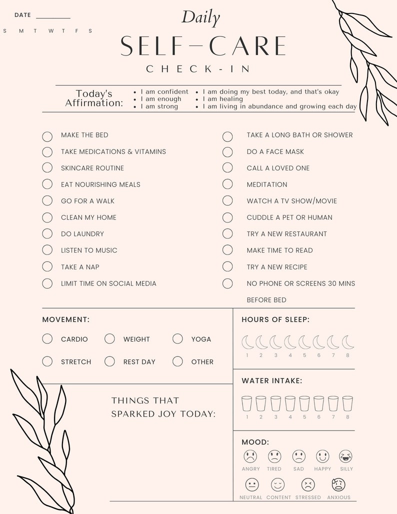 Daily Self-care Check-in - Etsy