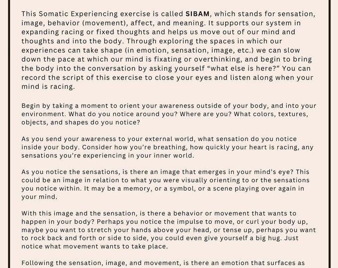 Somatic Therapy Cheat Sheet - Etsy Canada