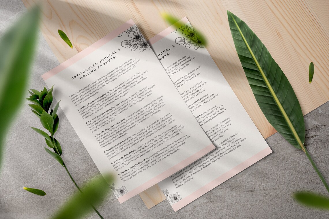CBT Journal: Cognitive Behavioral Therapy Writing Prompts - Etsy