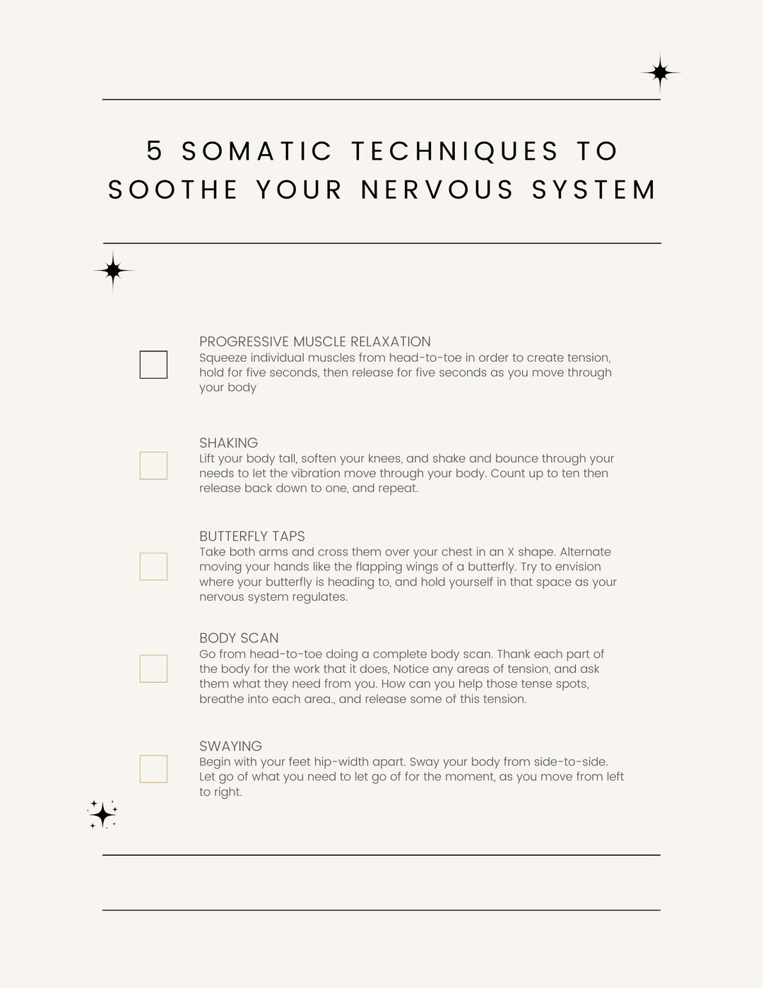 5 Somatic Techniques to Soothe Your Nervous System - Etsy