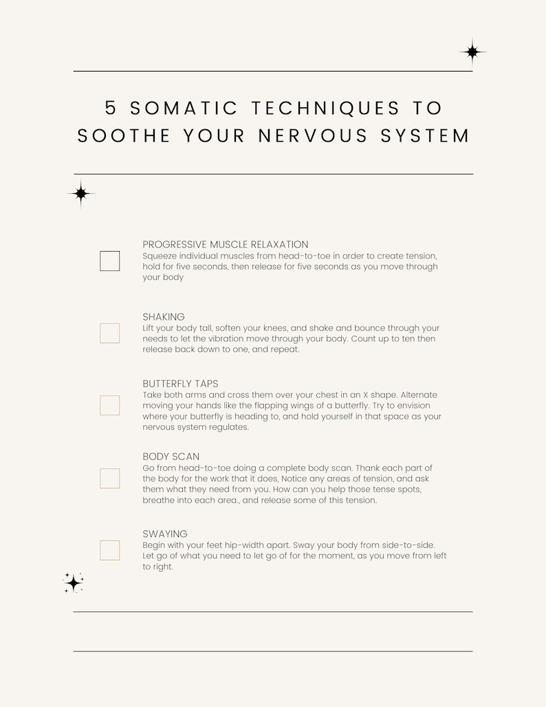 5 Somatic Techniques to Soothe Your Nervous System - Etsy