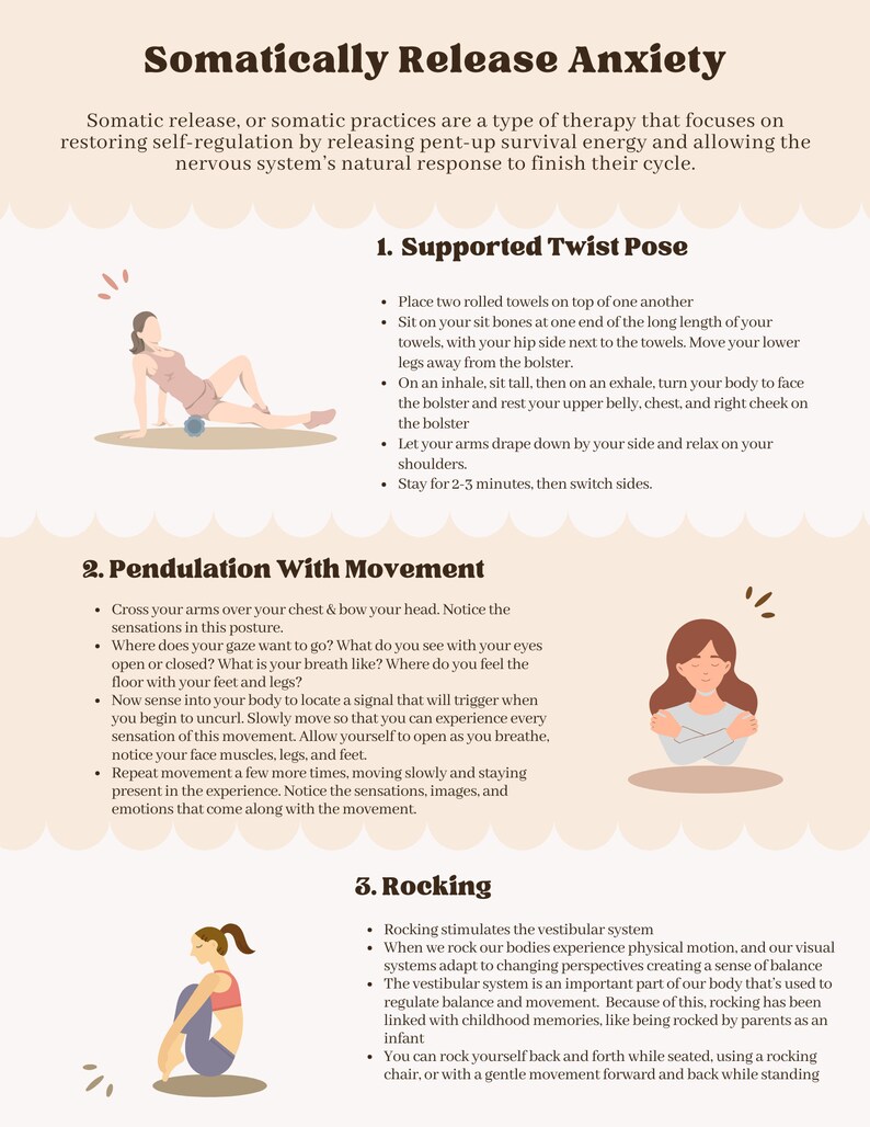 Somatically Release Anxiety: Somatic Therapy Techniques - Etsy