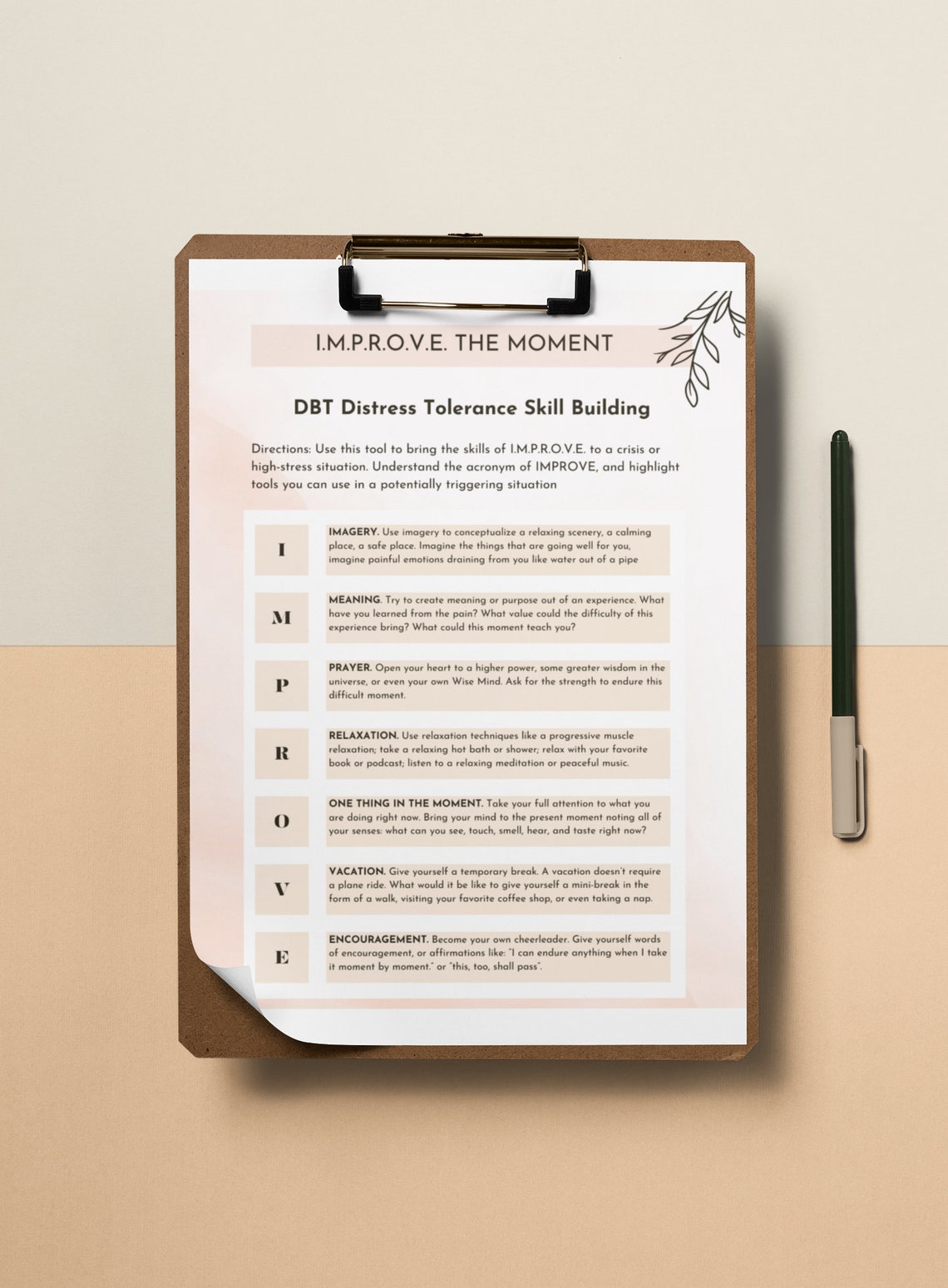 IMPROVE the Present Moment DBT Skill - Etsy