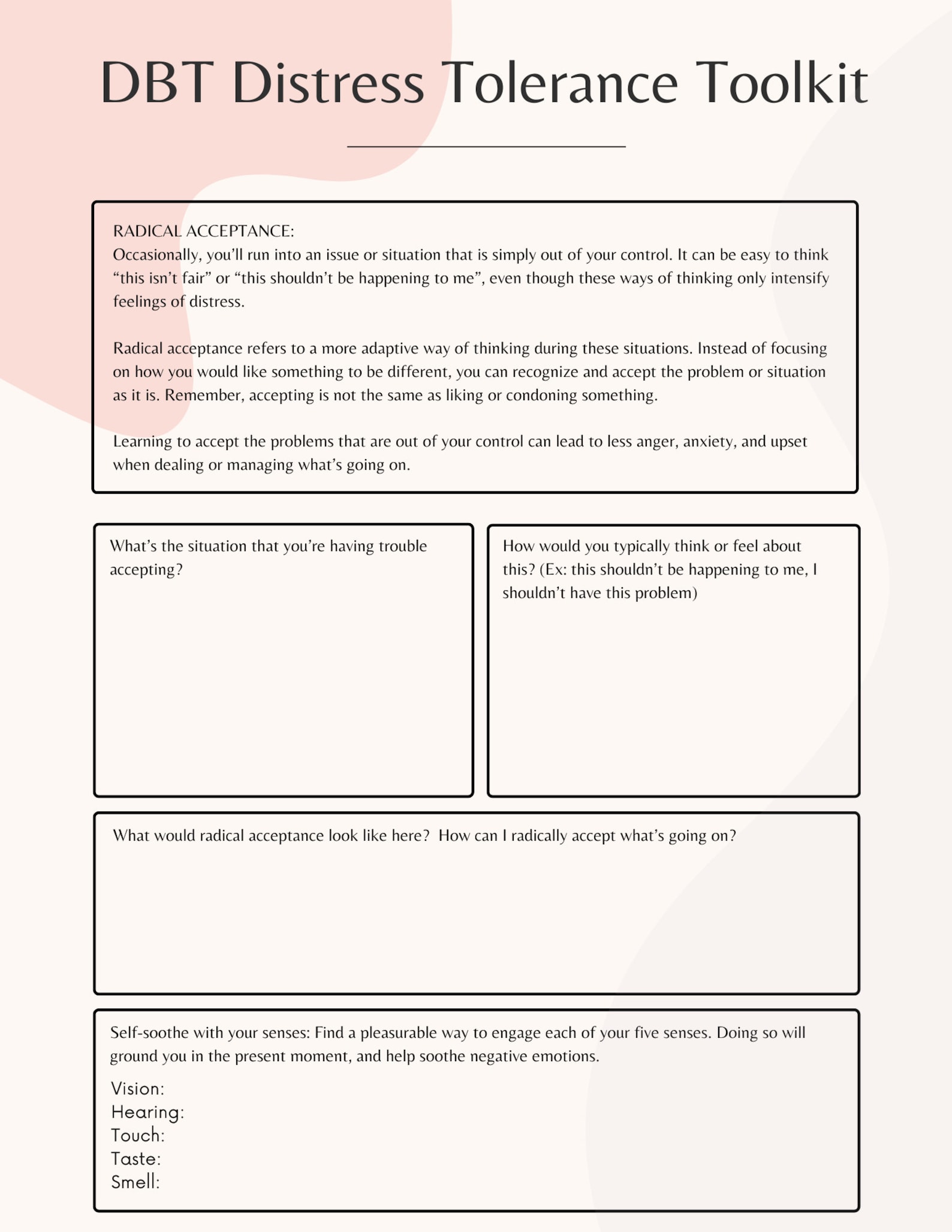 DBT Distress Tolerance Toolkit - Etsy