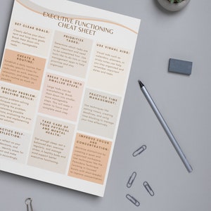 Executive Functioning Cheat Sheet - Etsy