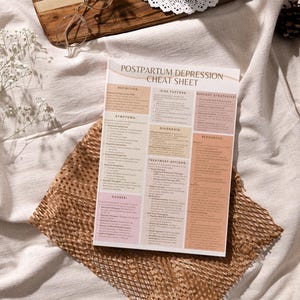 Postpartum Depression Cheat Sheet; PDD Cheat Sheet; Postpartum ...