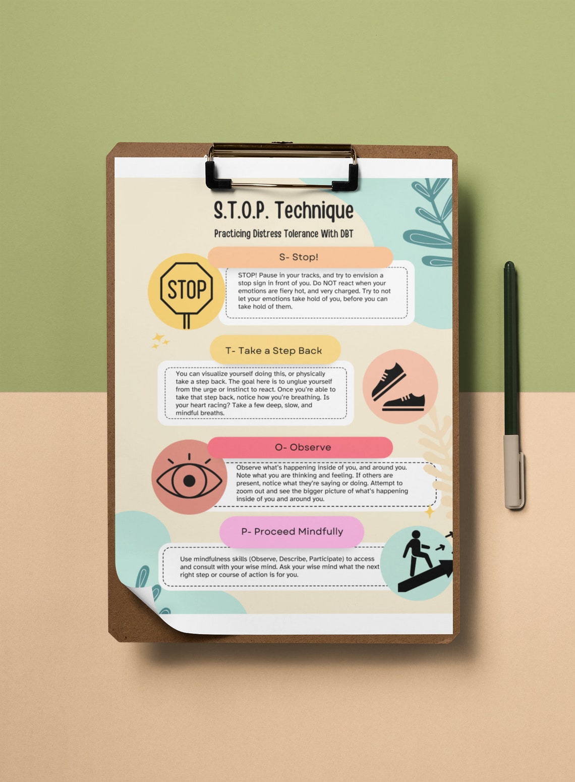 STOP Skill for DBT - Etsy