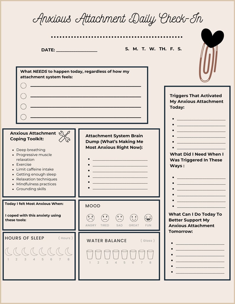 Anxious Attachment Daily Check-in - Etsy