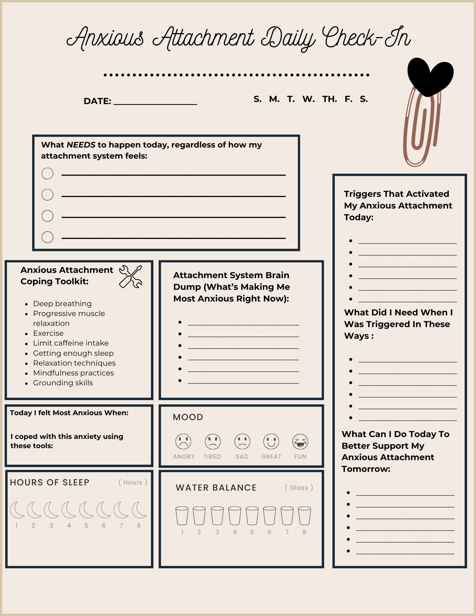 Anxious Attachment Daily Check-in - Etsy