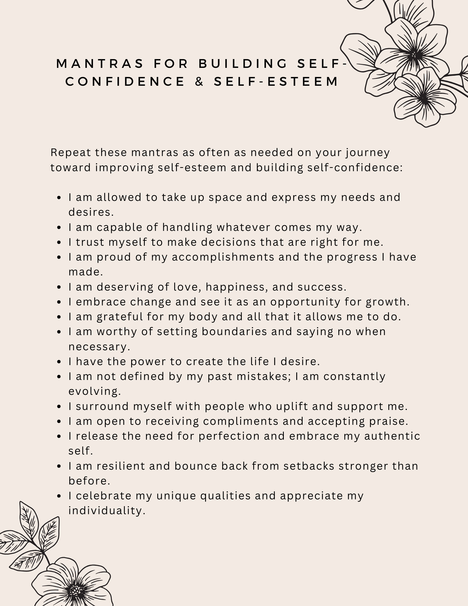 Mantras for Building Self-confidence & Self-esteem - Etsy