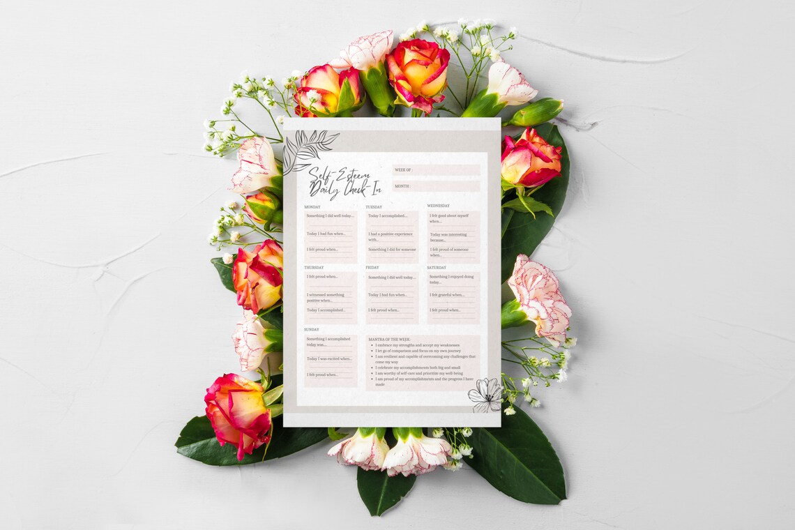 Self-esteem Daily Check-in - Etsy