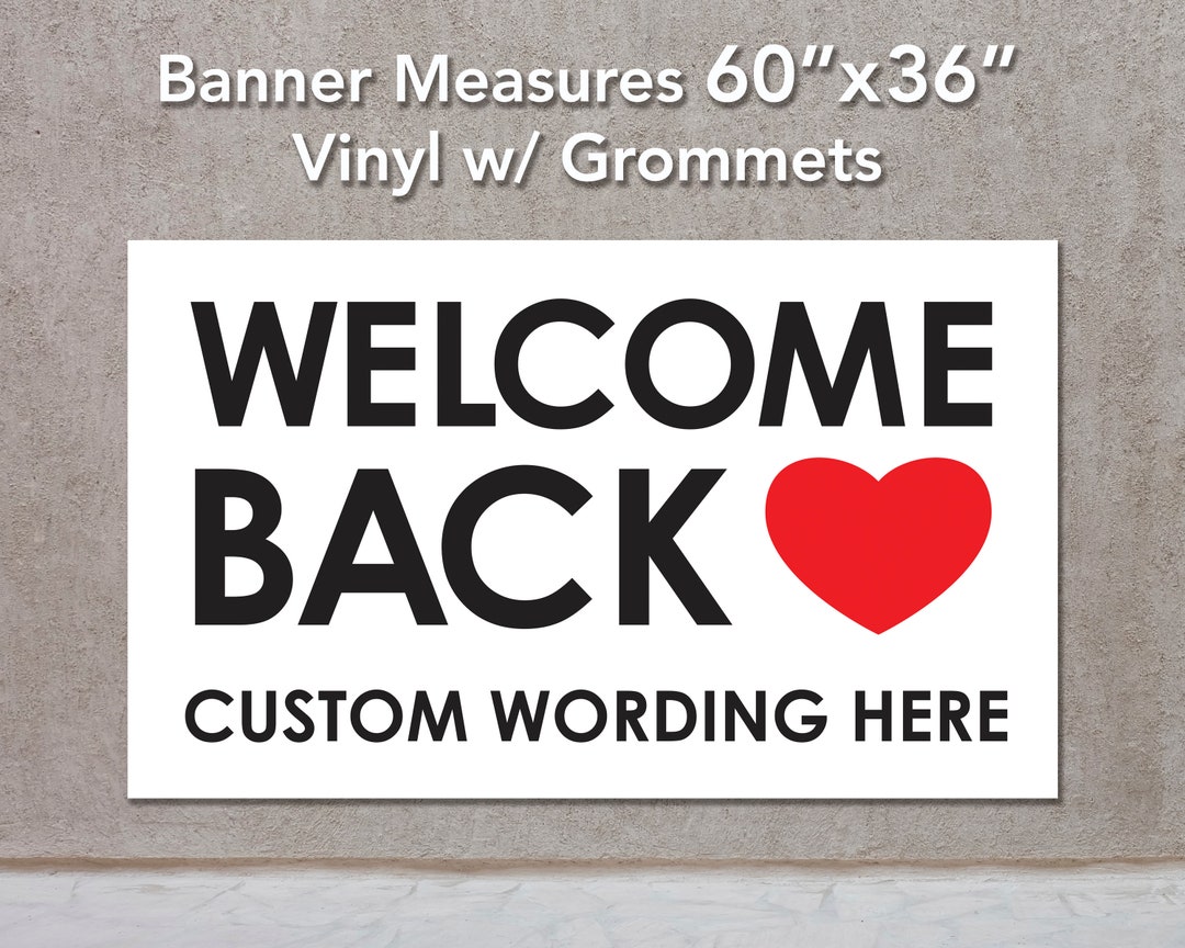 Custom WELCOME BACK Banner in 2 Sizes, Personalize With Any Wording ...