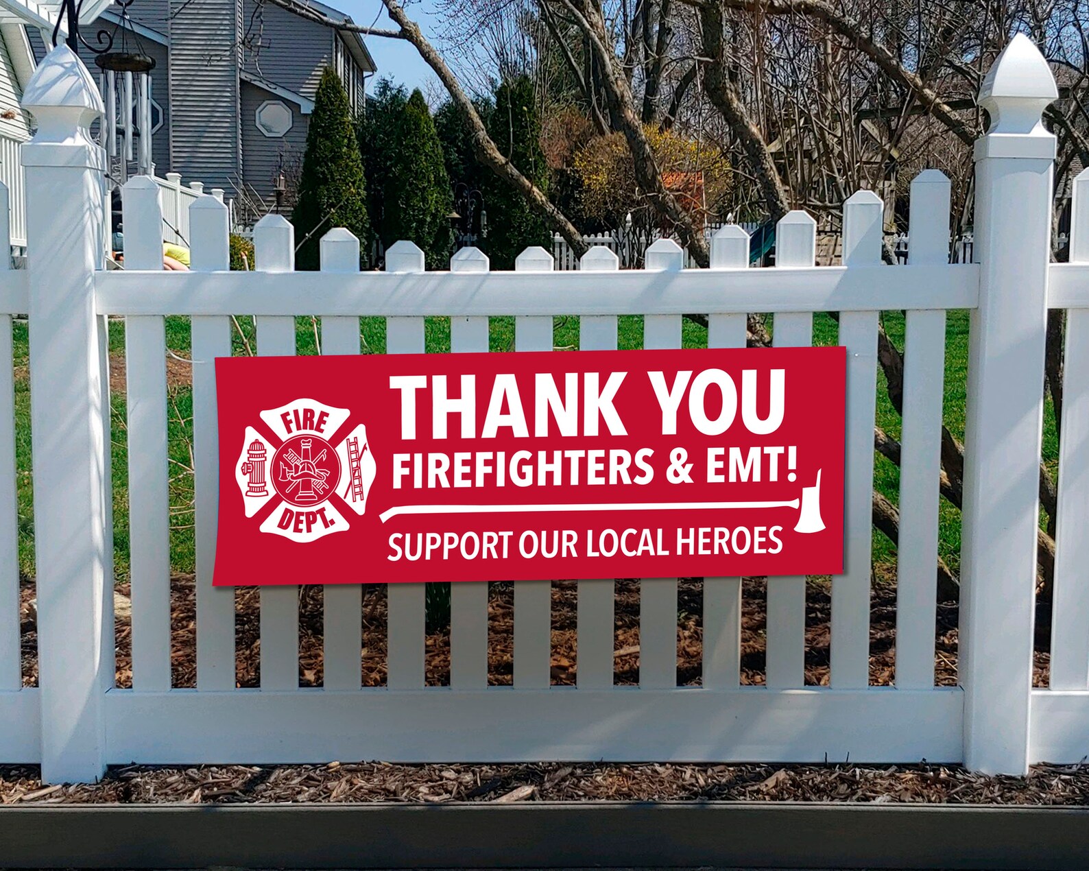 Thank You to Firemen Red Banner, Support for Firefighters EMT Display ...