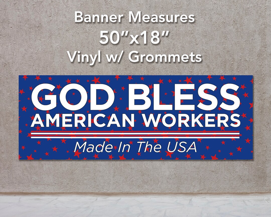 Labor Day Banner: God Bless American Workers, Patriotic USA Art - Etsy