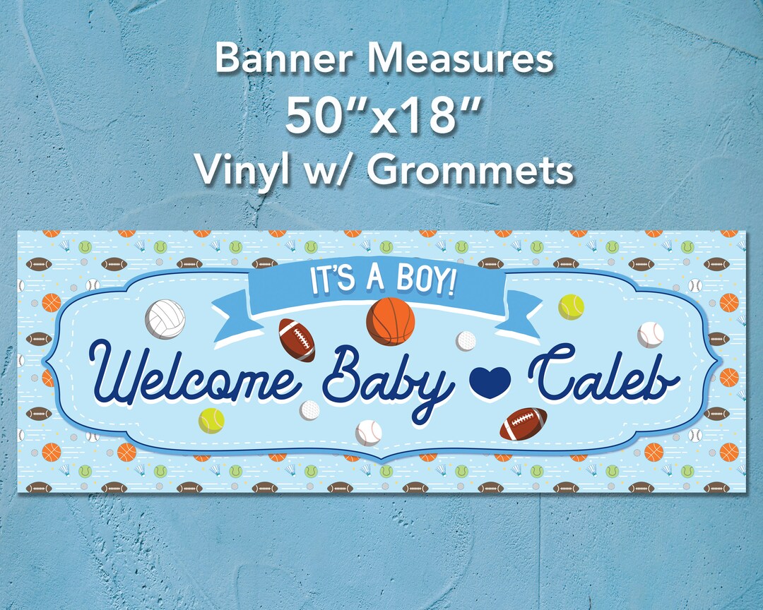 Welcome Baby Boy Banner, Baby Shower Decoration, Sports Baby ...