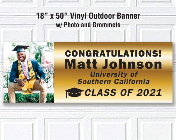 Graduation Banner With Grad Photo Congrats to Class of 2021 | Etsy
