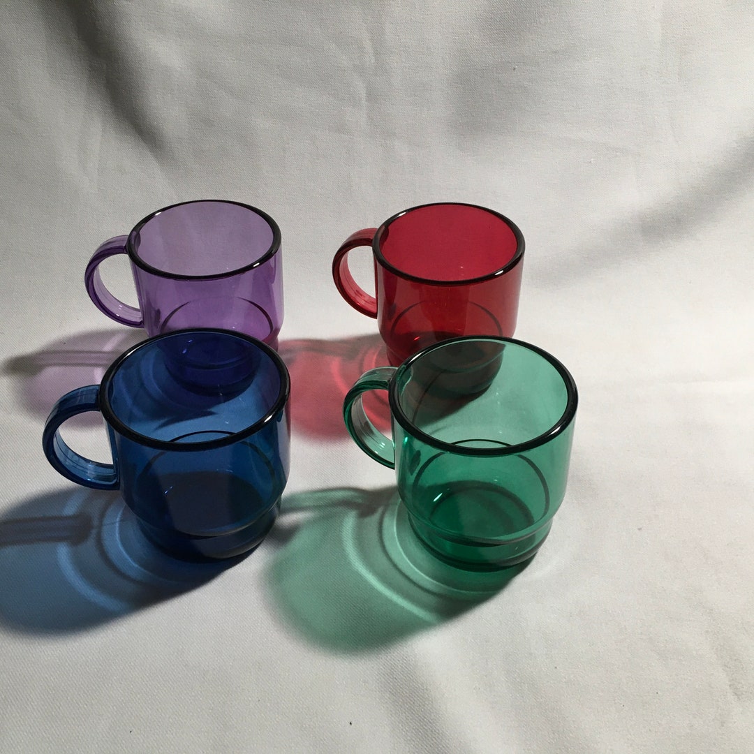 Tupperware Acrylic Coffee Mugs Cups 2224 10 Oz Set of 4 Jewel Tone Red ...