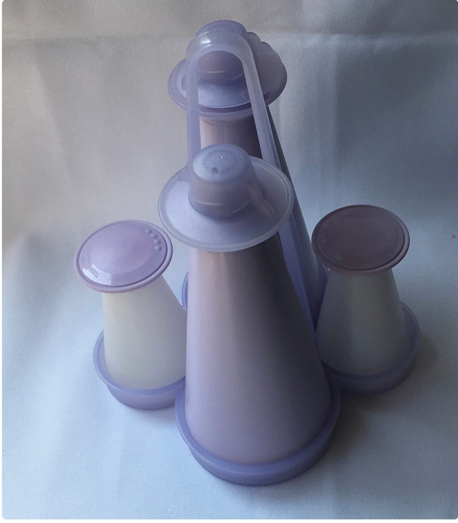 Tupperware Impressions Condiment Cruet Caddy Set Oil Vinegar Salt and ...