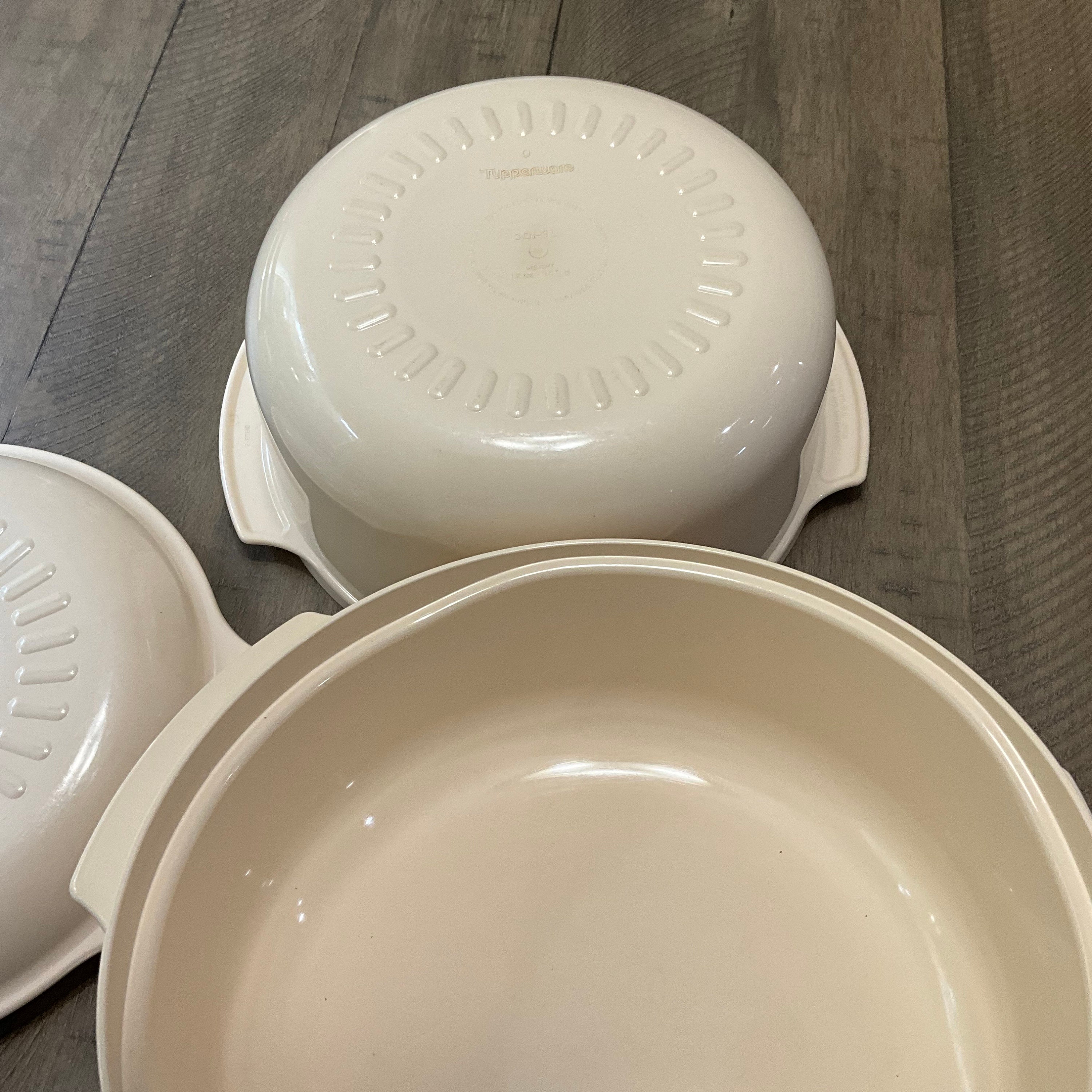 Vintage Tupperware Tupperwave Stack Cooker Microwave Almond Set of 6 8 ...