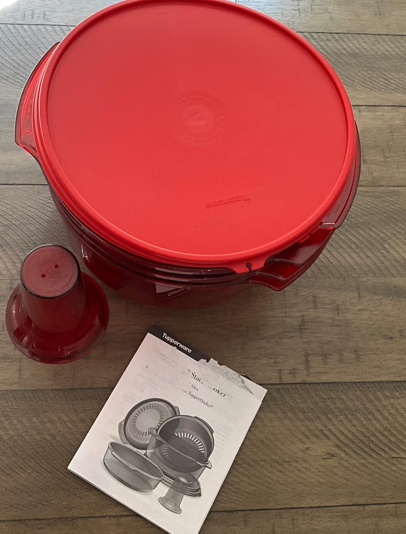 Tupperware Tupperwave Stack Cooker Cookware System Microwave Cranberry ...