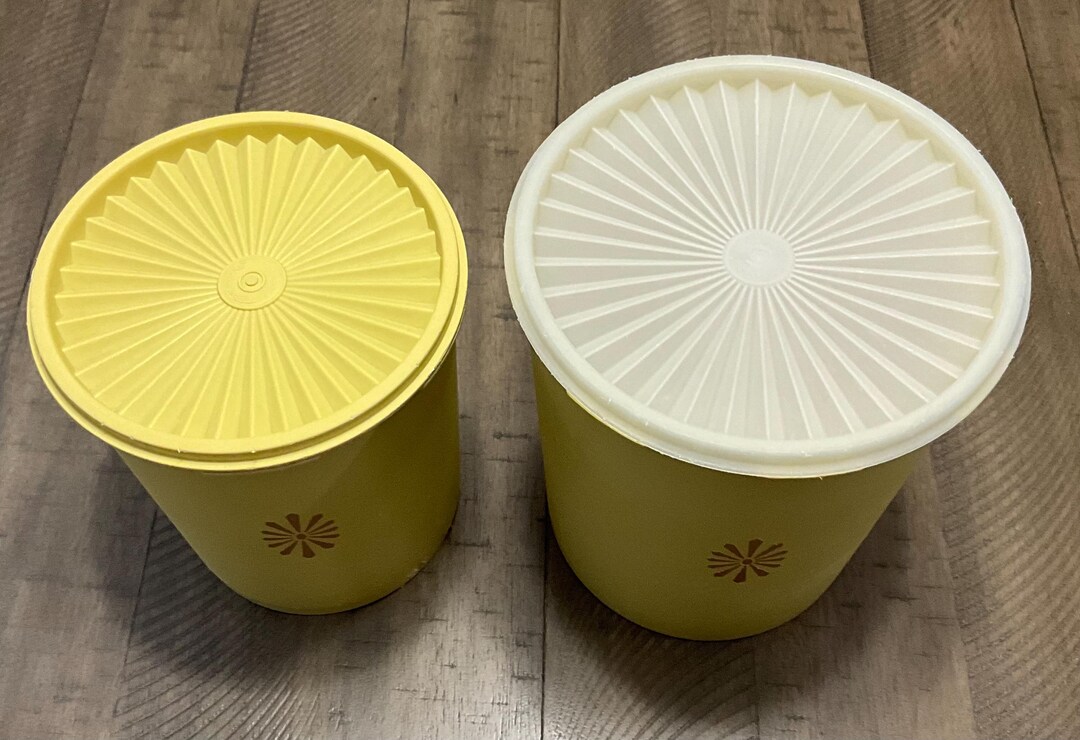 Vintage Tupperware Canister Set of 2 Golden Harvest Sunburst Instant ...