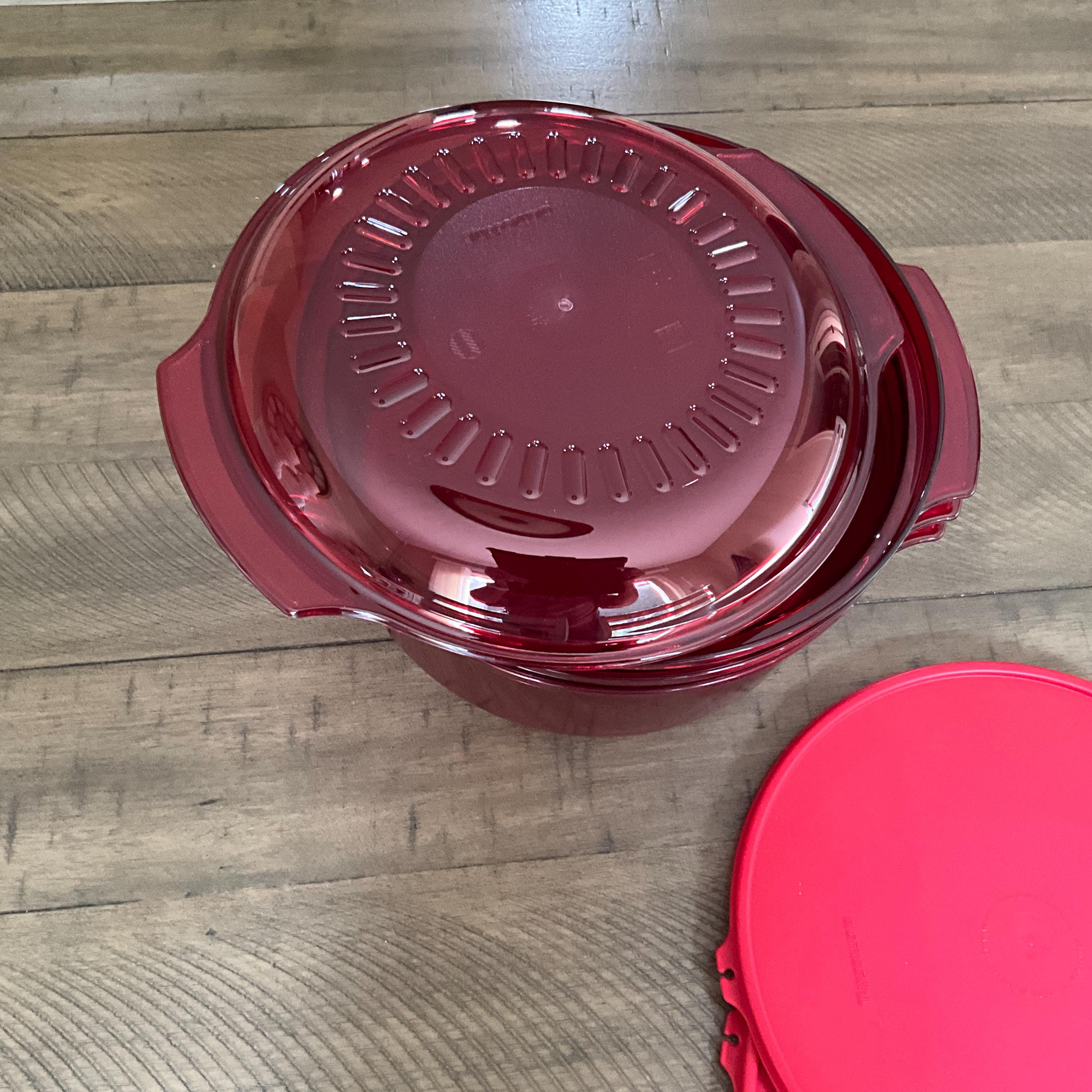 Tupperware Tupperwave Stack Cooker Cookware System Microwave Cranberry ...