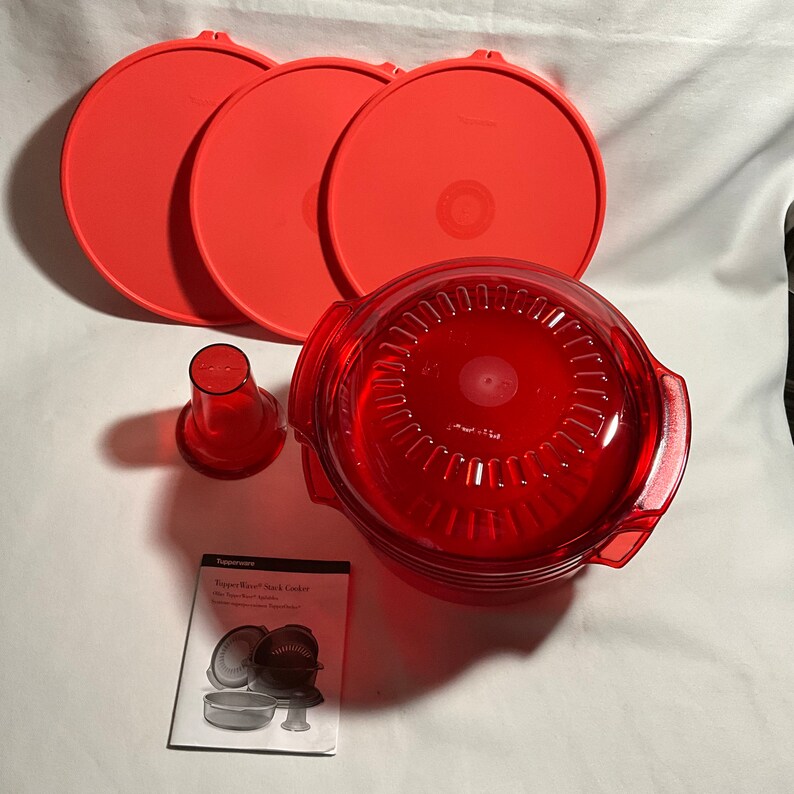 Tupperware Tupperwave Stack Cooker Cookware System Microwave Orange Set ...