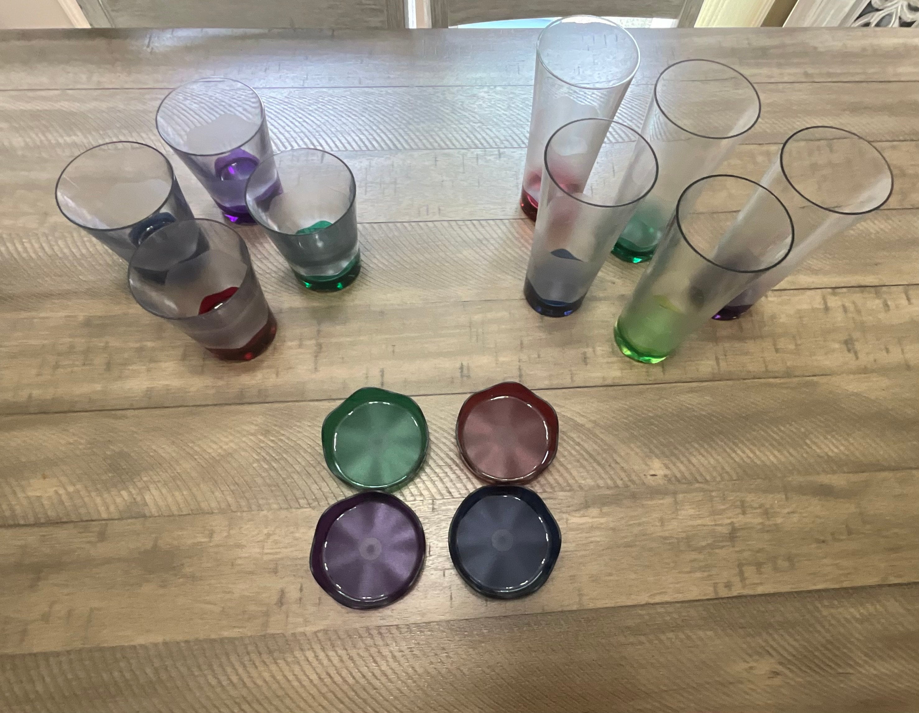 Tupperware Sheerly Elegant Tall Short Tumblers Coasters 18oz 10oz Set 5728 4605 5020 Jewel Tone ...