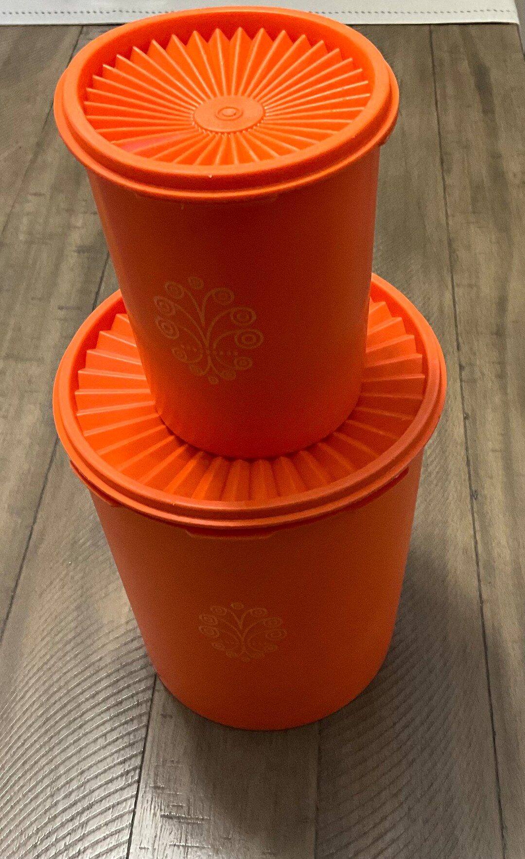 Vintage Tupperware Canister Set of 2 17 Cups 806 805 Bright Orange 5 ...