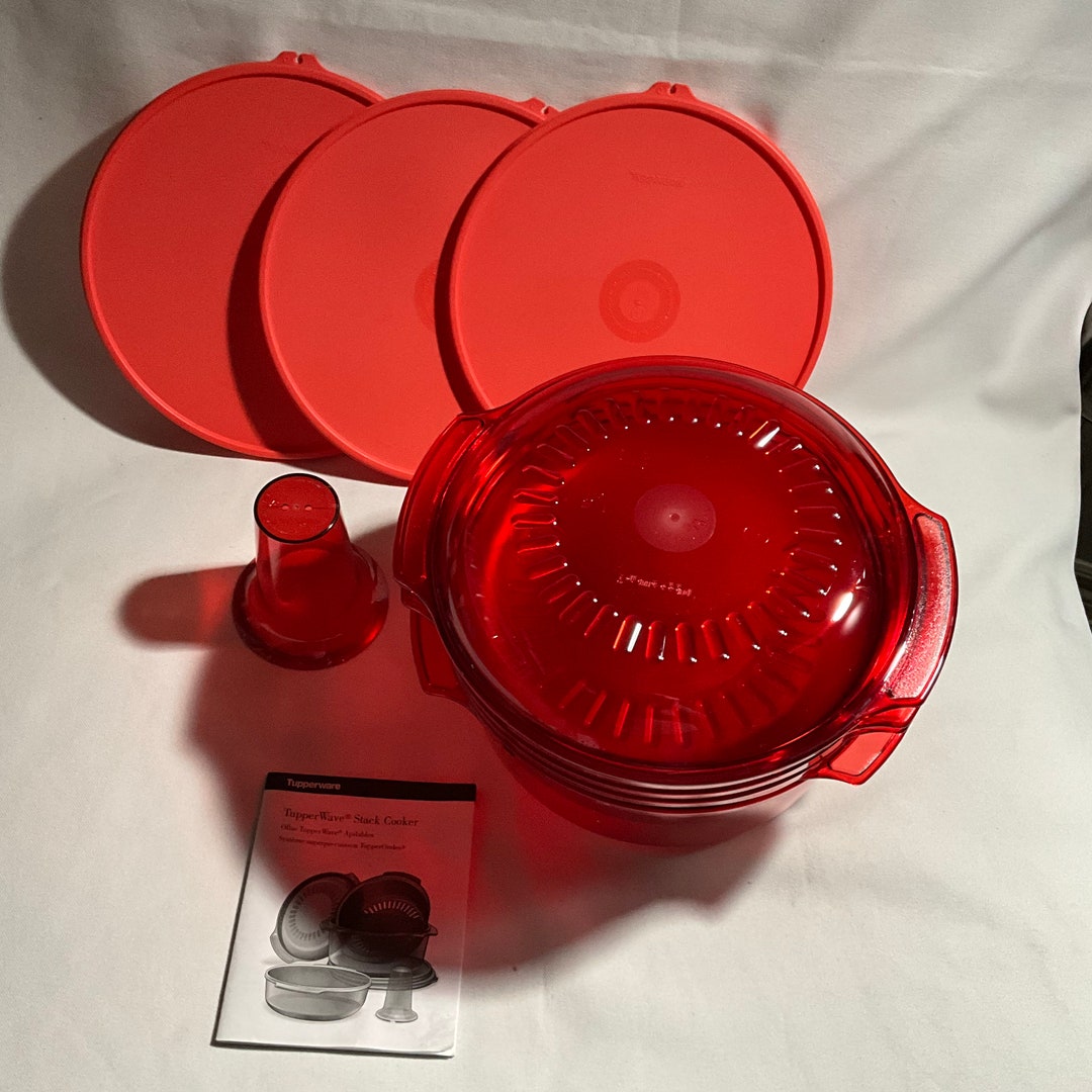 Tupperware Tupperwave Stack Cooker Cookware System Microwave Orange Set ...