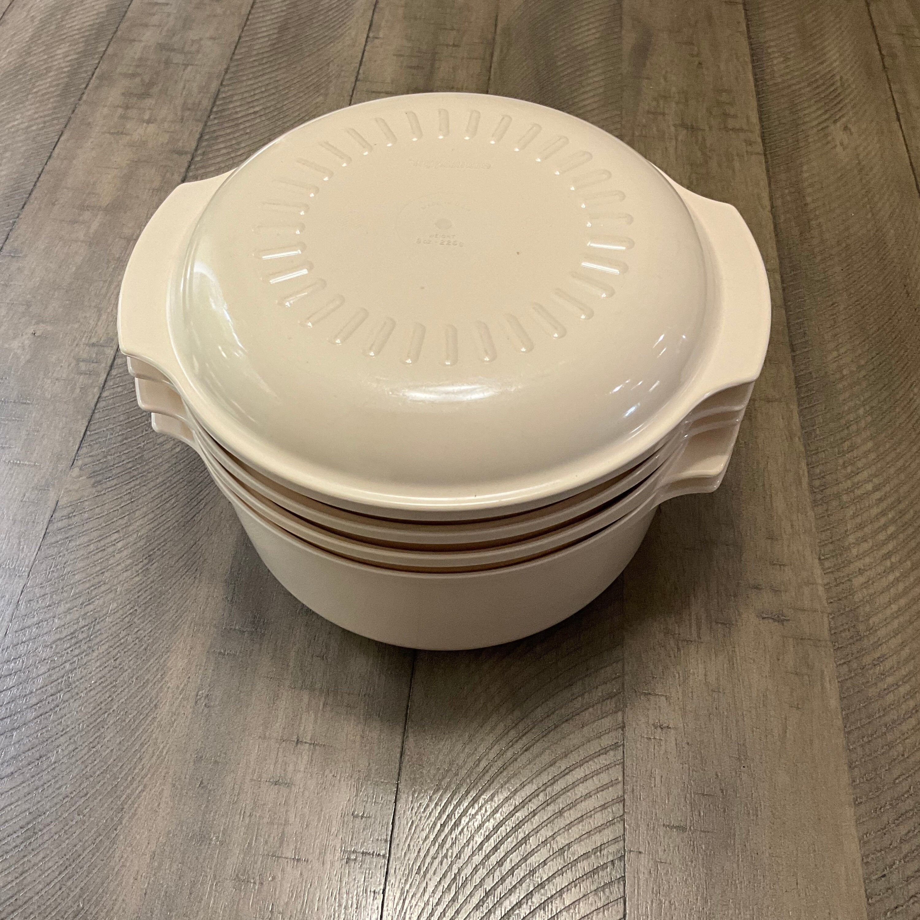 Vintage Tupperware Tupperwave Stack Cooker Microwave Almond Set of 6 8 ...