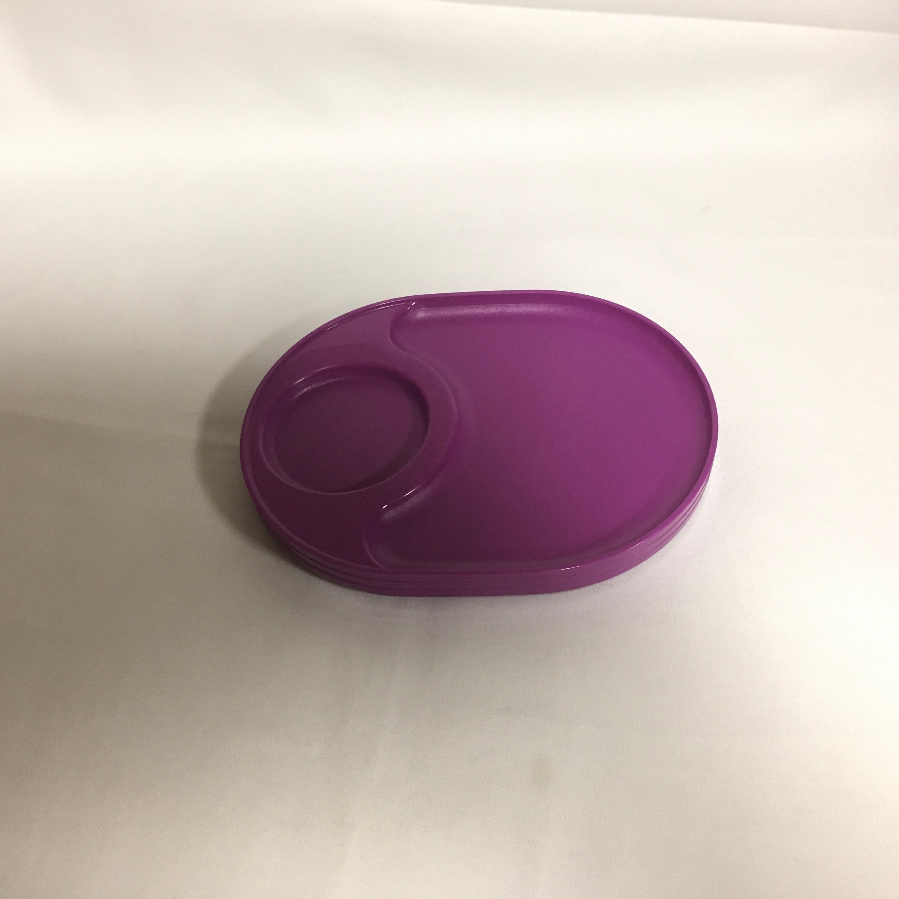 Tupperware Snackatizer Snack Plates 2142 Set of 3 or 4 Purple Stackable ...