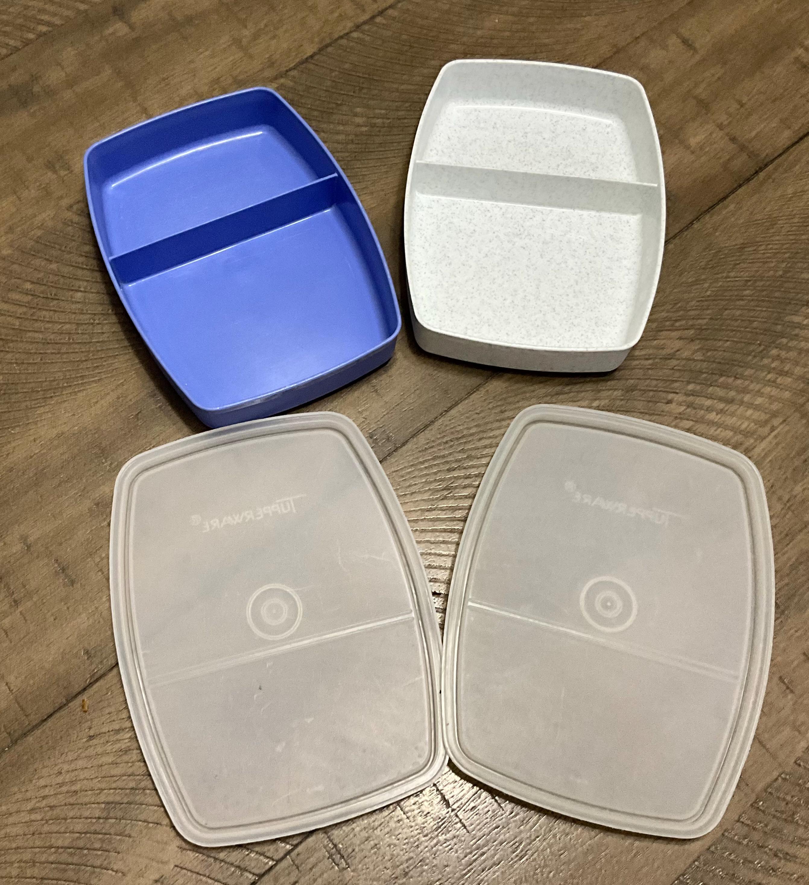 Vintage Tupperware Packette Container 813 814 Divided Lunch Snack ...