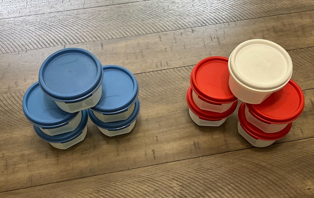 Tupperware Fiesta Red Country Blue Round Modular Mate Container 7 Floz ...