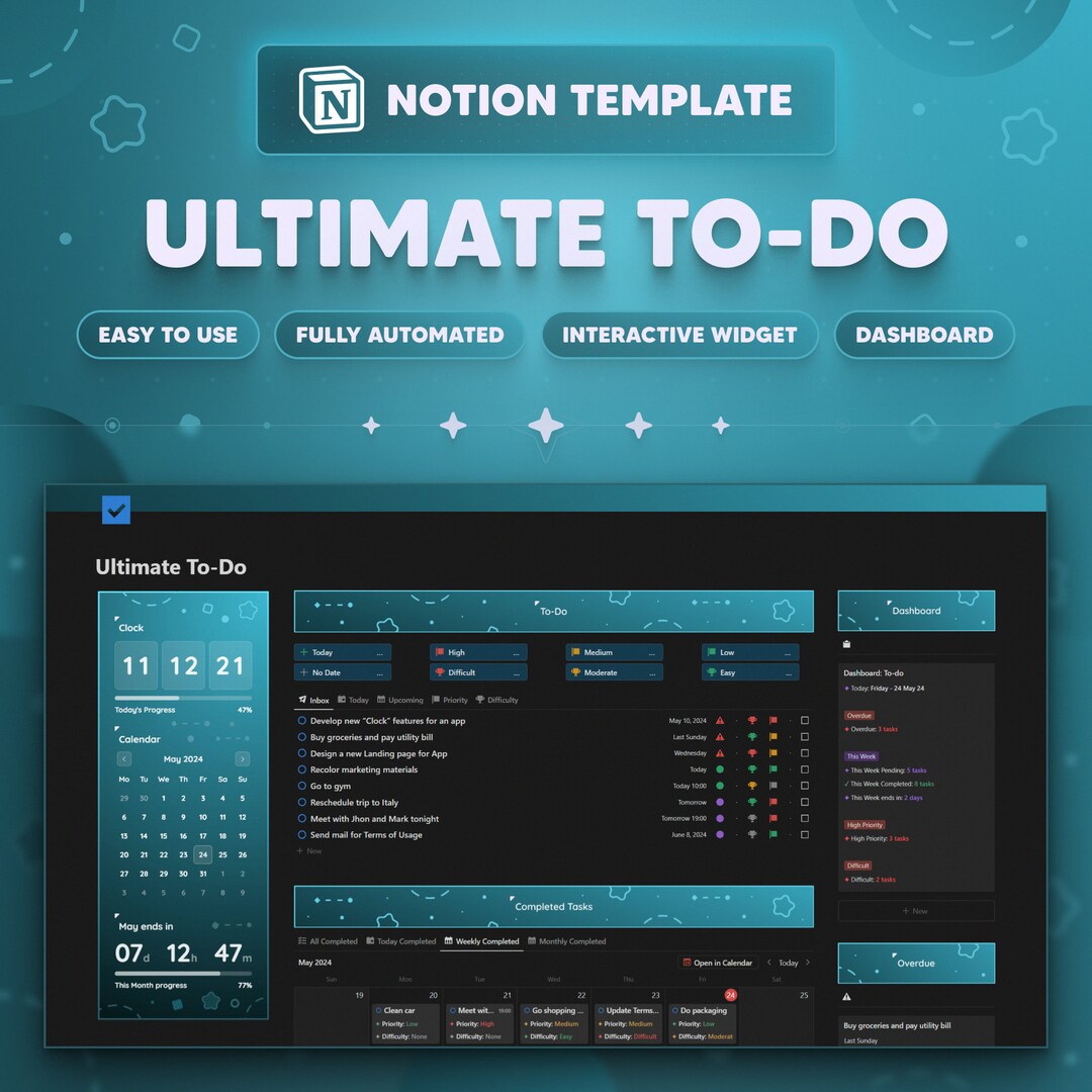 Notion Template - Ultimate To-do Notion Template | Notion Task Manager ...